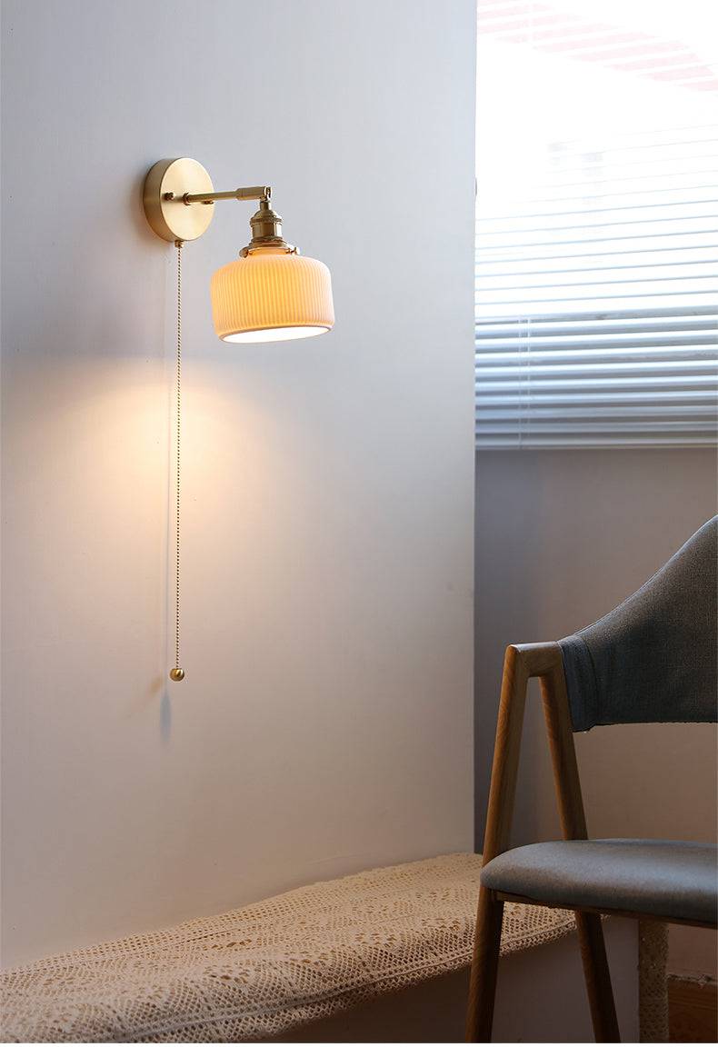 White Ceramic Brass Wall Light Sconce - 208ST | ModefinityWhite Ceramic ...