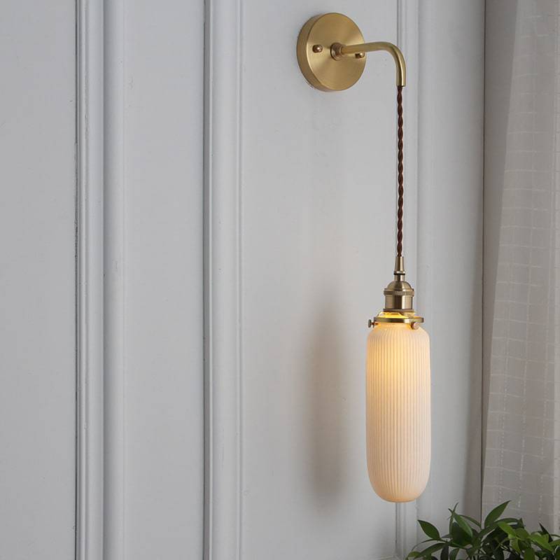 White Ceramic Wall Light - 203ST | ModefinityBrass Ceramic Wall Sconce