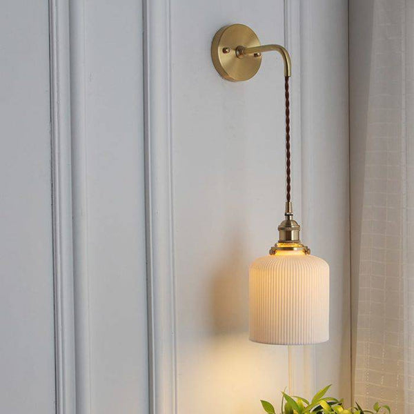White Ceramic Wall Light - 203ST | ModefinityBrass Ceramic Wall Sconce