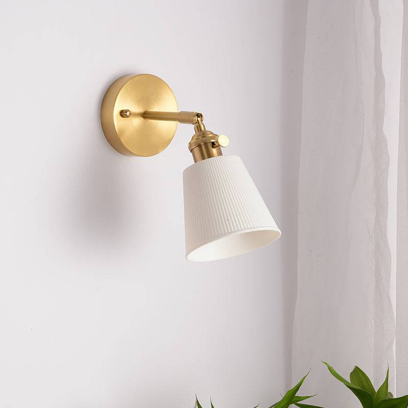 White Ceramic Wall Light - 210ST | ModefinityBrass Ceramic Wall Sconce