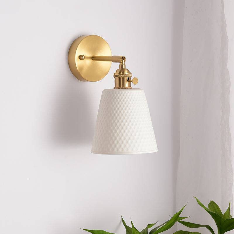 White Ceramic Wall Light - 211ST | ModefinityBrass Ceramic Wall Sconce