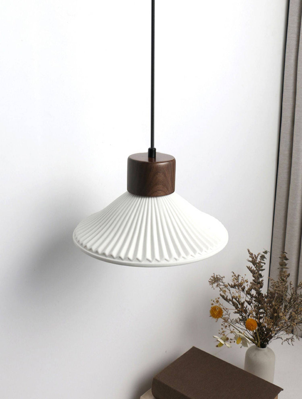 Handmade Ceramic Kitchen Island Pendant Light in Brass Finish